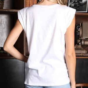 Tops | Shoulder Pad White Tshirt | Poshmark